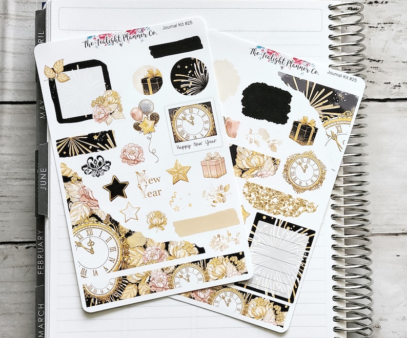 Happy New Year Journal Sticker Kit New Years Journal - Etsy