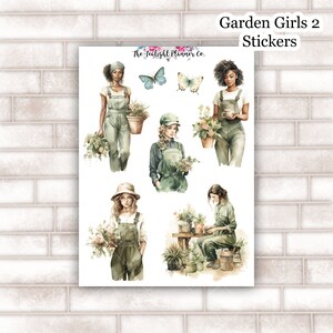 Garden Girl Stickers, Spring Stickers, Gardening Stickers, Planner Girl ...