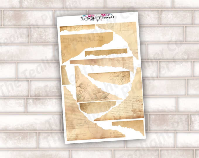 Vintage Torn Paper Stickers, Journal Stickers, Journal Sticker Sheet ...