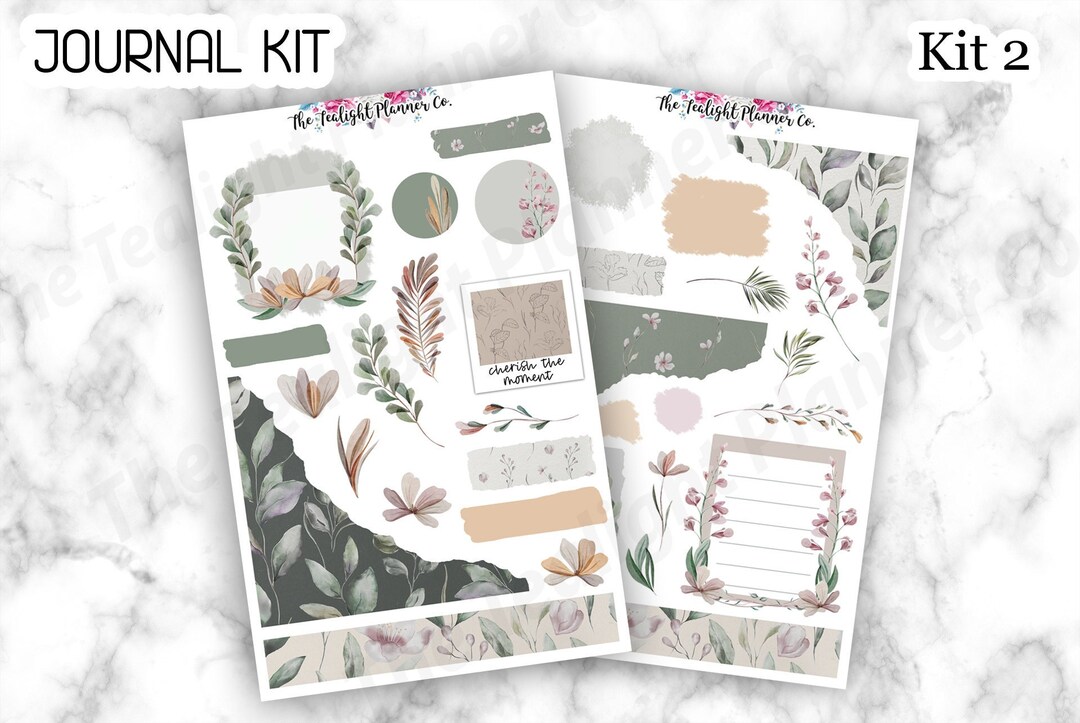 Kit 2 Floral Journal Sticker Kit, Sticker Kit for Journaling or Bullet ...