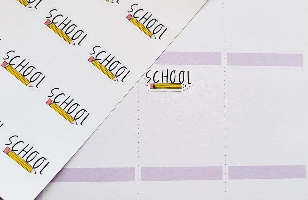 School Script Stickers, School Planner Stickers, Pencil Planner Sticker ...