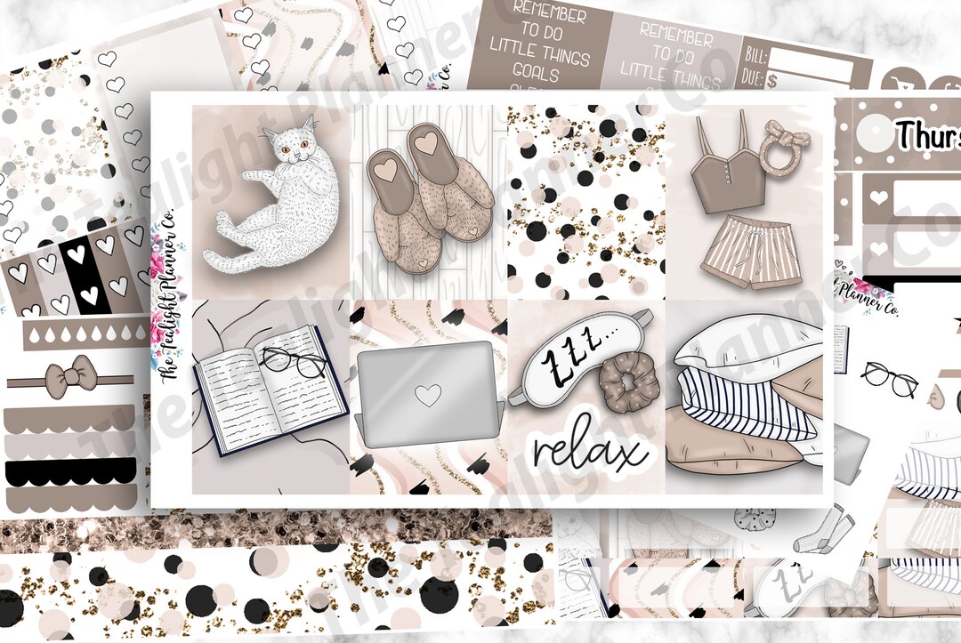 Relax at Home Sticker Kit Lazy Day Stickers Vertical Sticker - Etsy