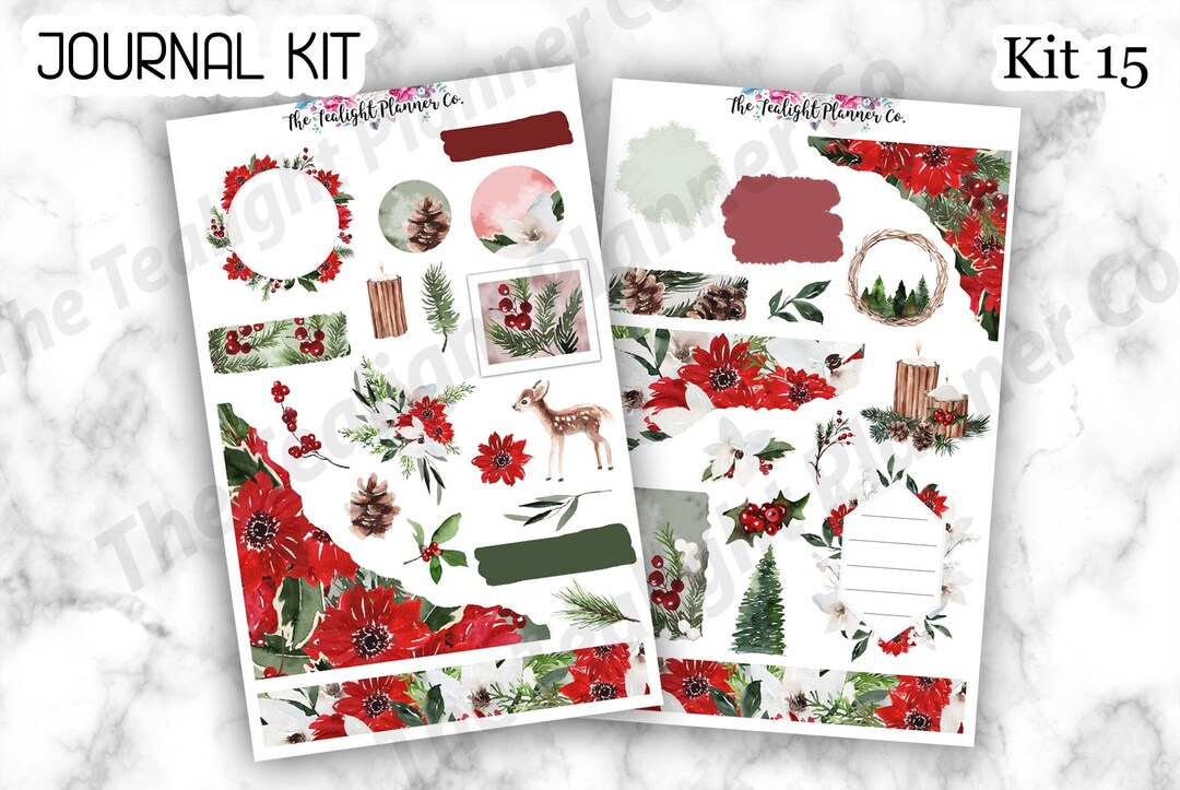 Christmas Journal Sticker Kit Christmas Journal Stickers - Etsy