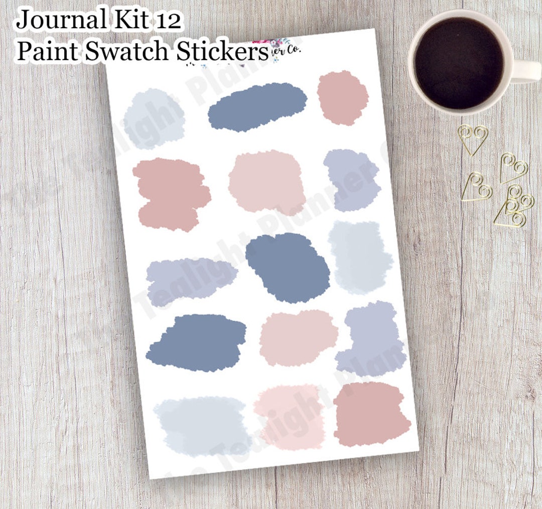 Blue and Pink Paint Swatch Stickers, Brush Stroke Sticker, Journal ...