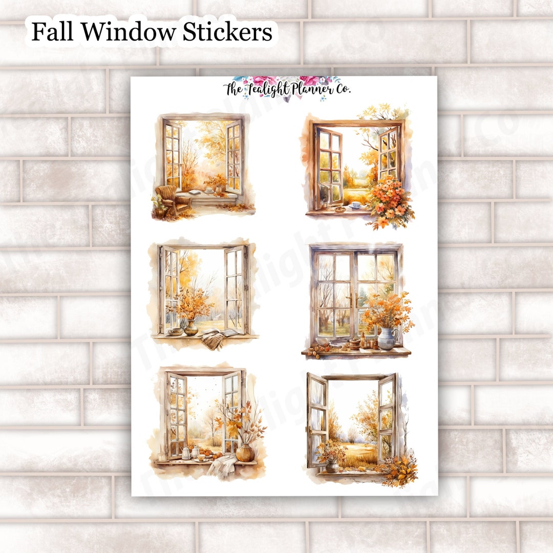 Fall Window Stickers, Stickers for Planning and Journaling, Decorative ...