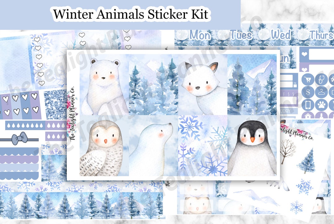 Winter Animals Sticker Kit, Winter Stickers, Woodland Planner Stickers ...