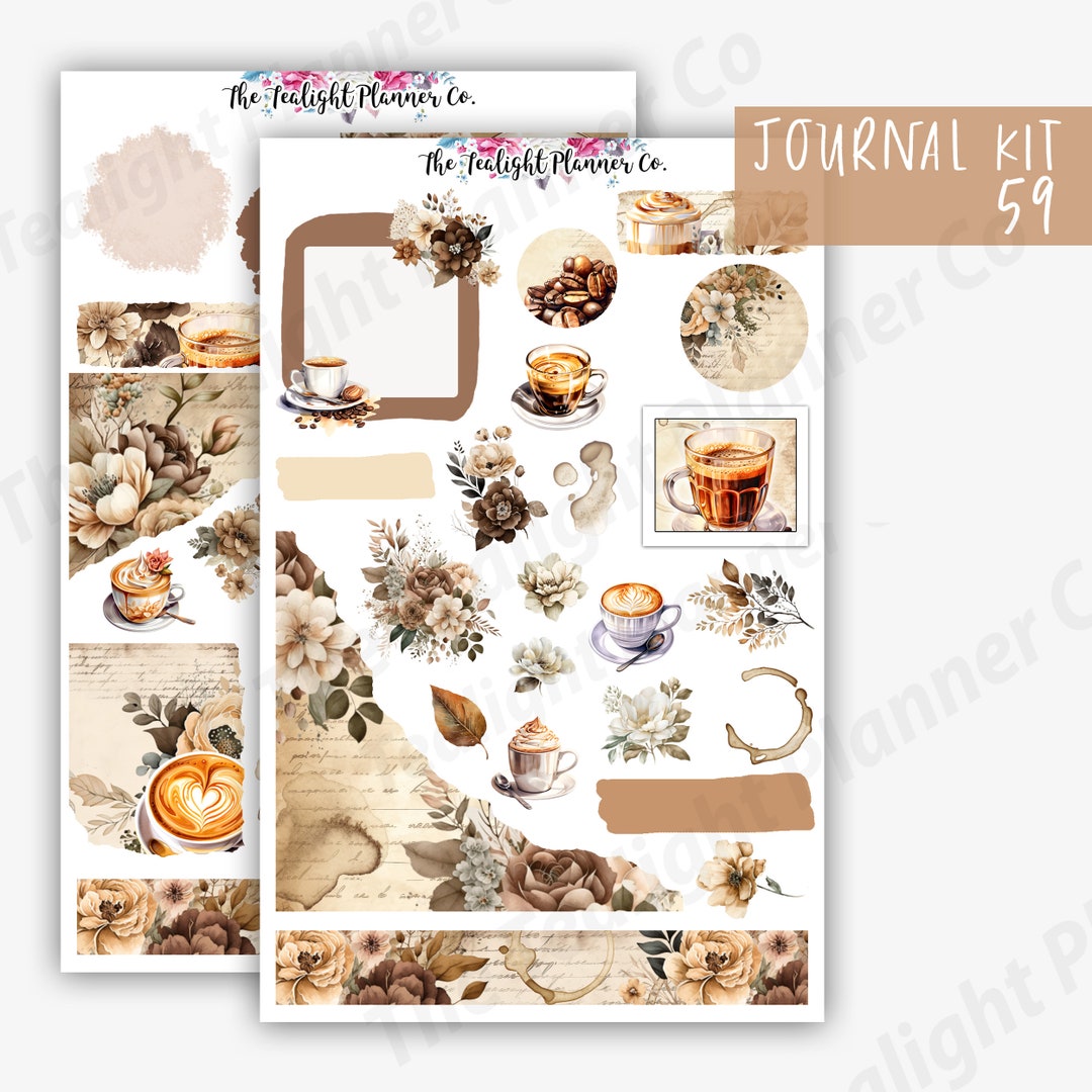 Coffee Journal Stickers, Journal Sticker Kit, Coffee Planner Stickers ...