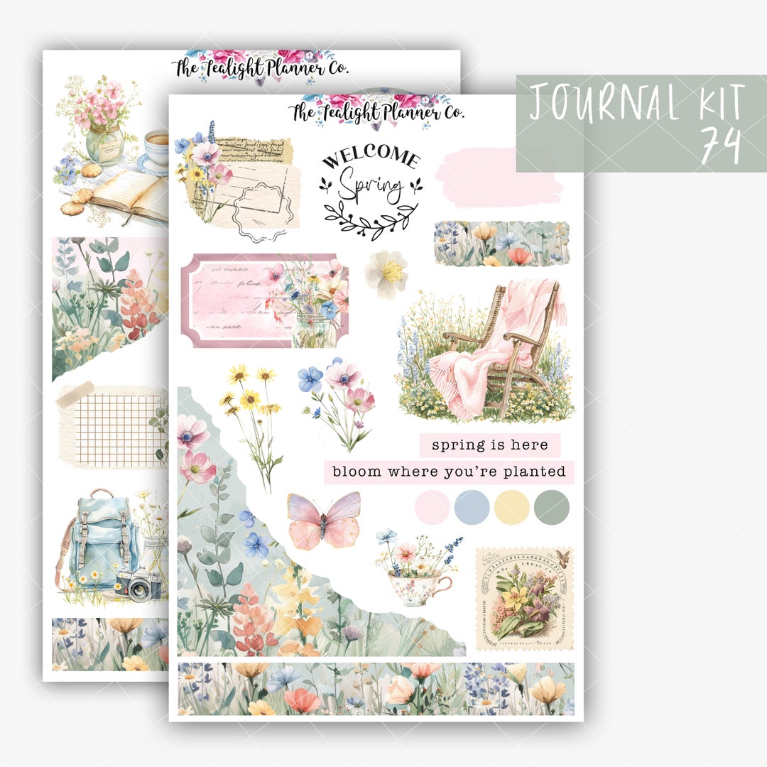 Spring Meadows Journal Sticker Kit, Spring Stickers for Journaling and ...