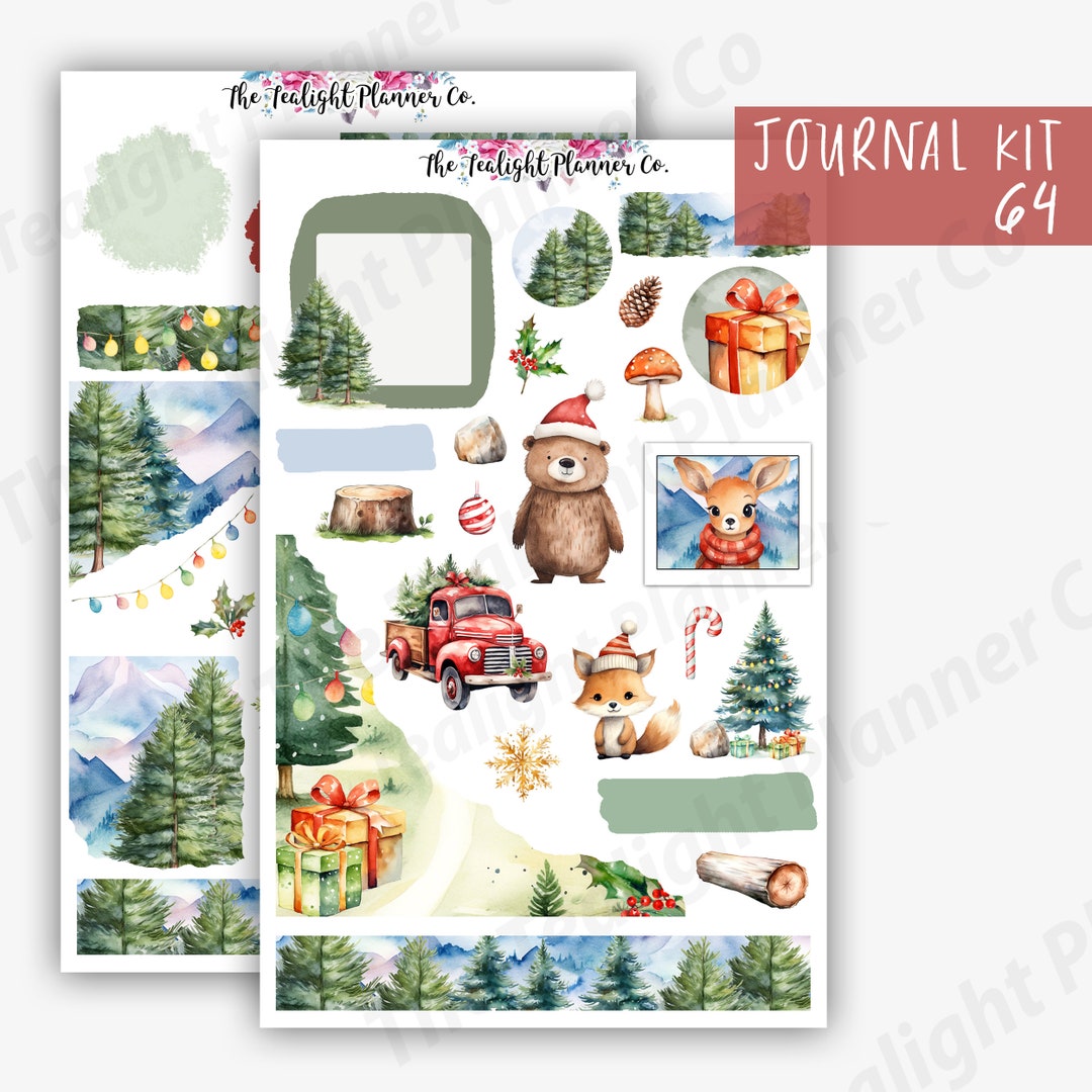 Woodland Christmas Journal Sticker Kit, Journal Stickers, Planner ...