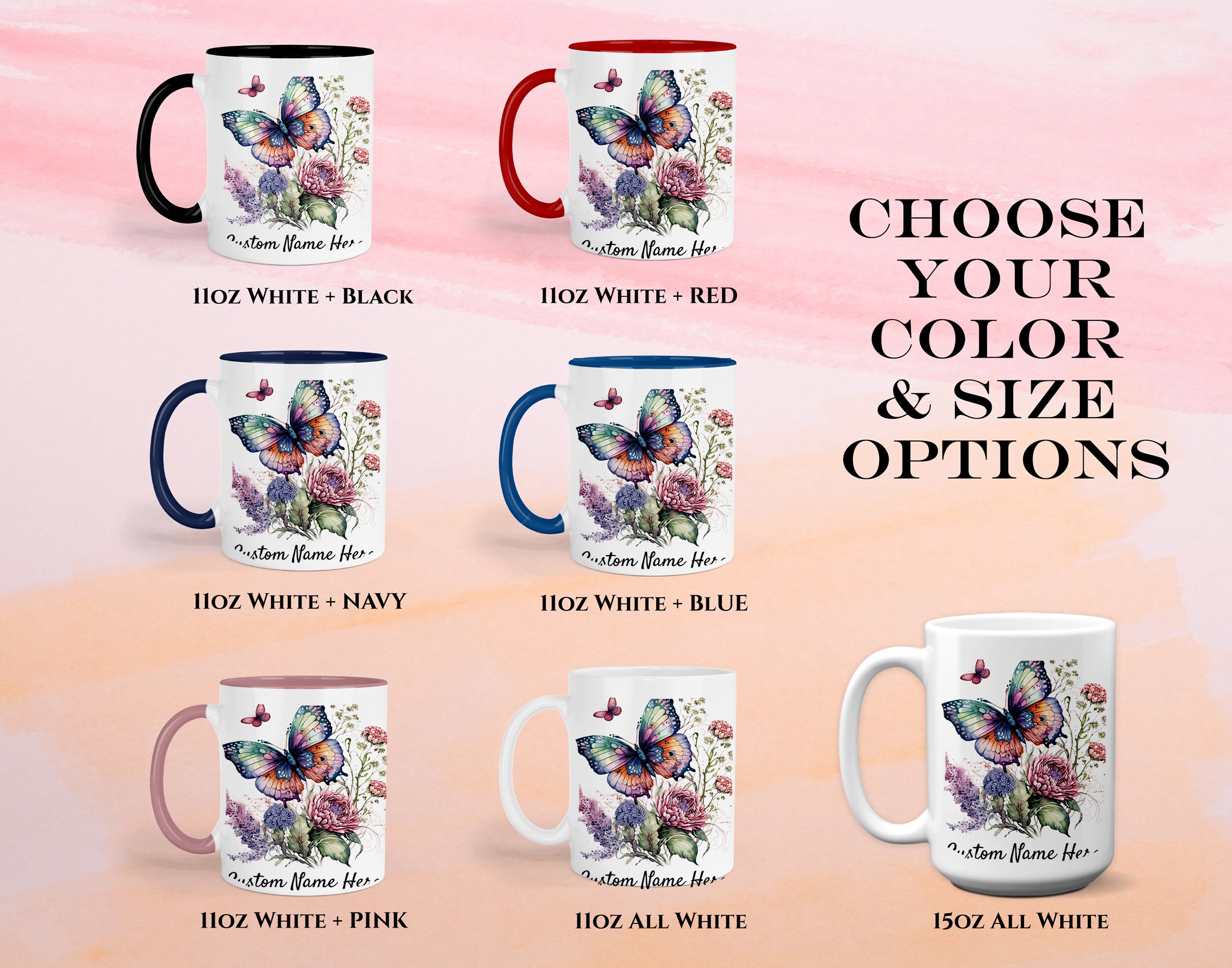 Butterfly Coffee Mug - Personalized Butterfly Coffee Cup With Name ...