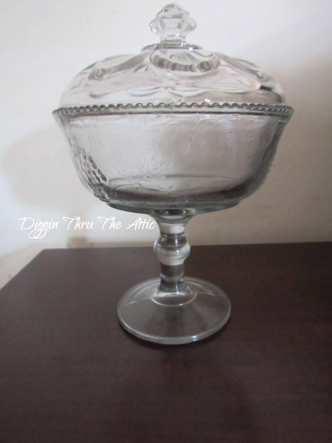 Compote With Lid, Etched Compote , Candy Dish With Lid, Wedding Box ...