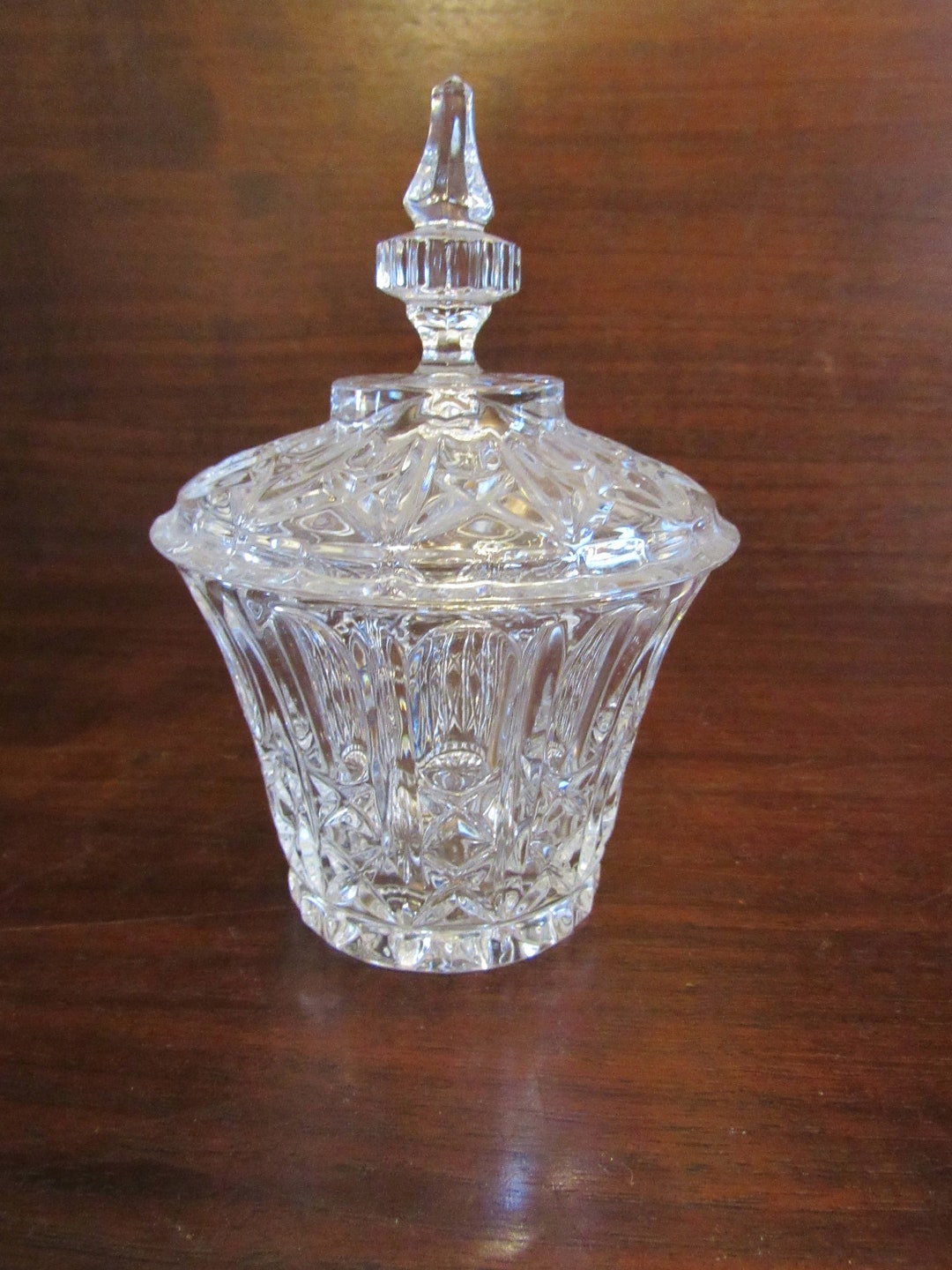 EAPC Pressed Glass Candy Dish, Sugar Bowl With Lid, Finial Cross ...