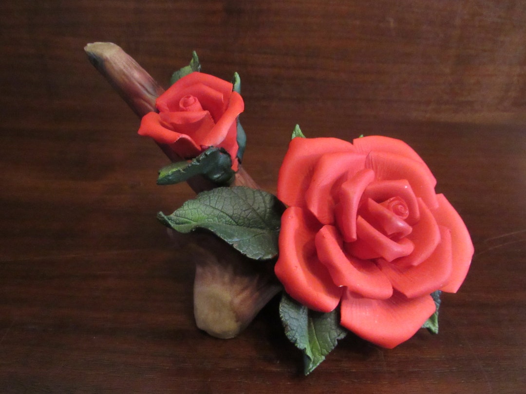 Red Capodimonte Rose, Porcelain Rose, Capodimonte Porcelain, Made in ...