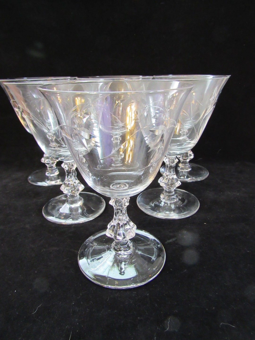 Symphony by Bryce, Etched Crystal Water Glasses, Water Goblets, Etched ...