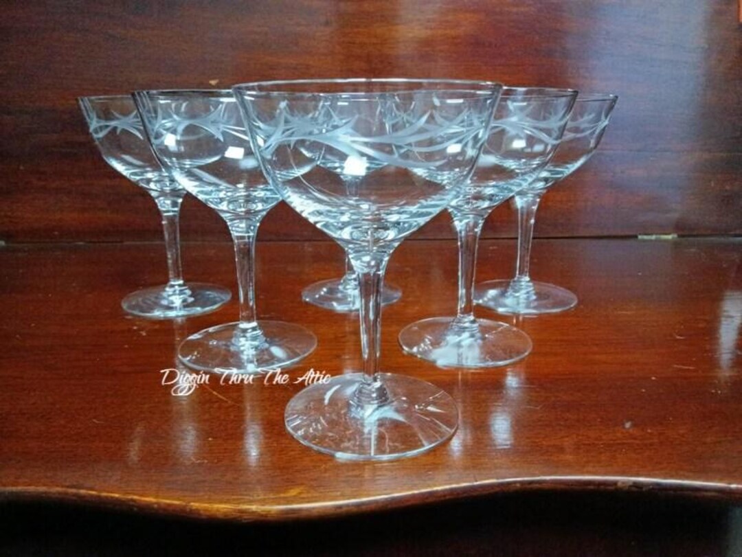 Champagne Tall Sherbet Glasses, Fantasy Clear by Seneca, Stem 1963 ...