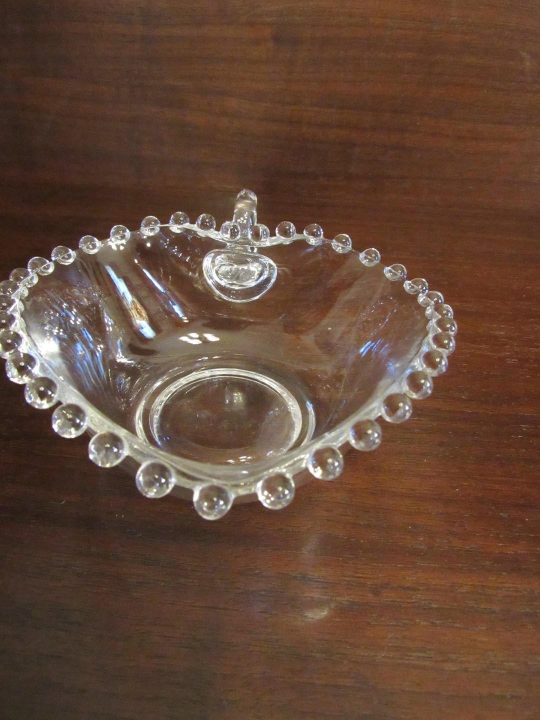Beaded Edge Glass Candy Dish With Handle, Boopie Glass, Candlewick ...
