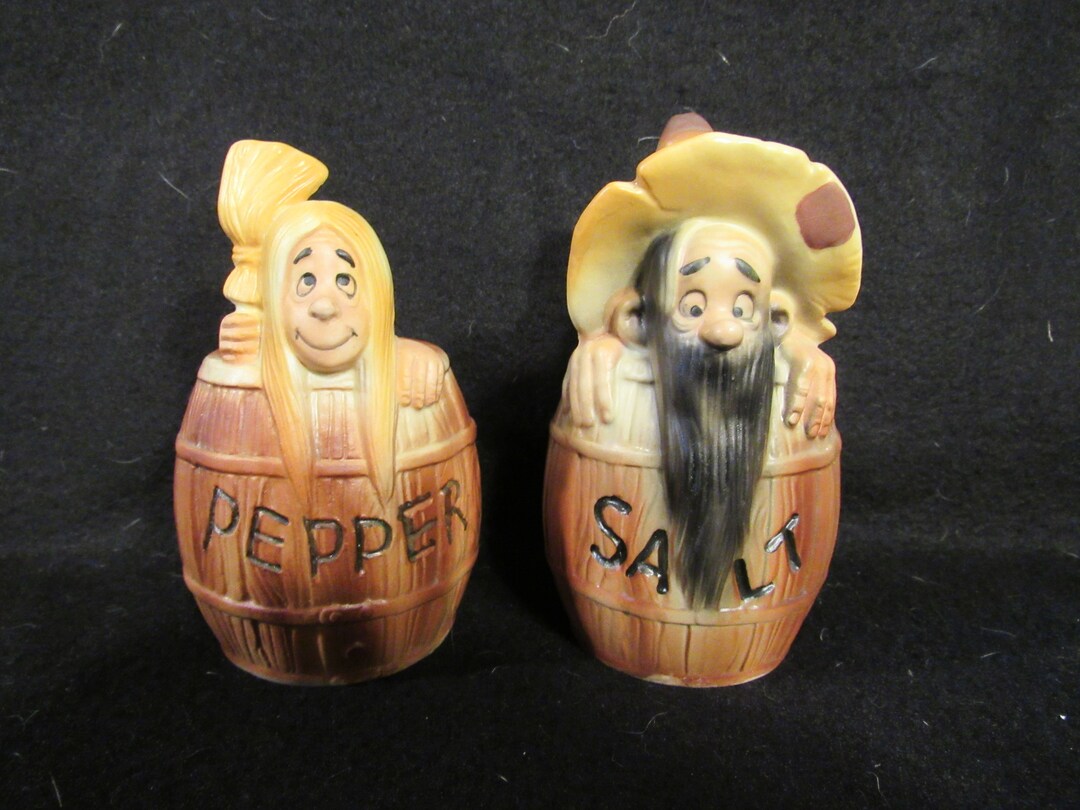 Hillbilly Salt and Pepper Shakers, Hillbilly in a Barrel, Made in Japan ...