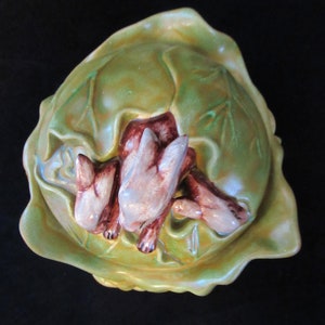 Ceramic Bunnies in Cabbage Serving Dish Holland Mold Cabbage | Etsy