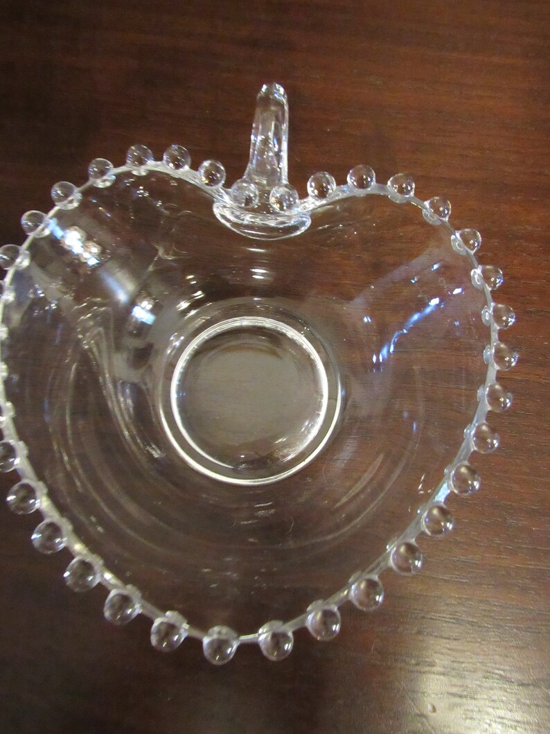 Beaded Edge Glass Candy Dish With Handle, Boopie Glass, Candlewick ...