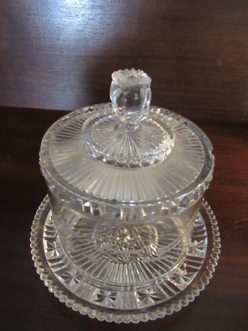 EAPG Pressed Flint Glass Beaded Stars and Buttons Etched - Etsy