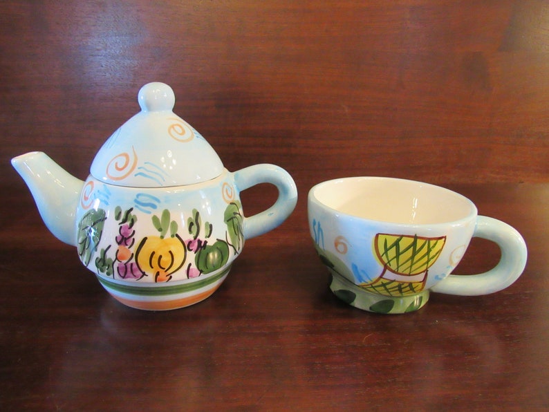 Bella Casa III by Ganz, Tea Pot and Cup for One , Stackable Three Piece ...