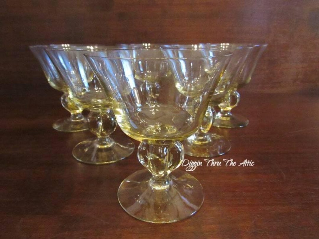Champagne, Tall Sherbet, Gulli Gold by Swedish, Amber Crystal Glasses ...