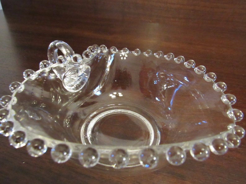 Beaded Edge Glass Candy Dish With Handle, Boopie Glass, Candlewick ...