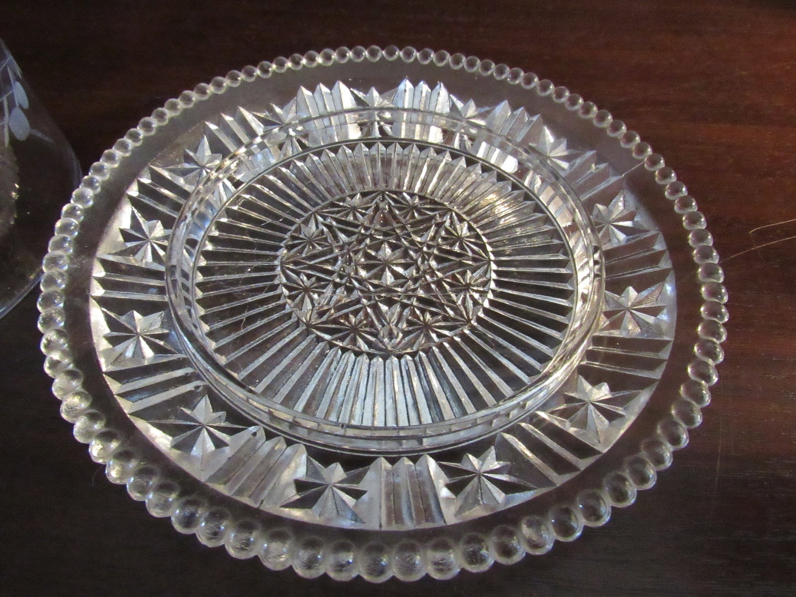 EAPG Pressed Flint Glass Beaded Stars and Buttons Etched - Etsy