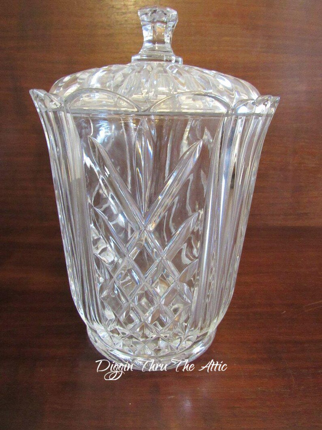 Towle Crystal Large Biscuit Barrel, Cookie Jar, Large Biscuit Jar ...