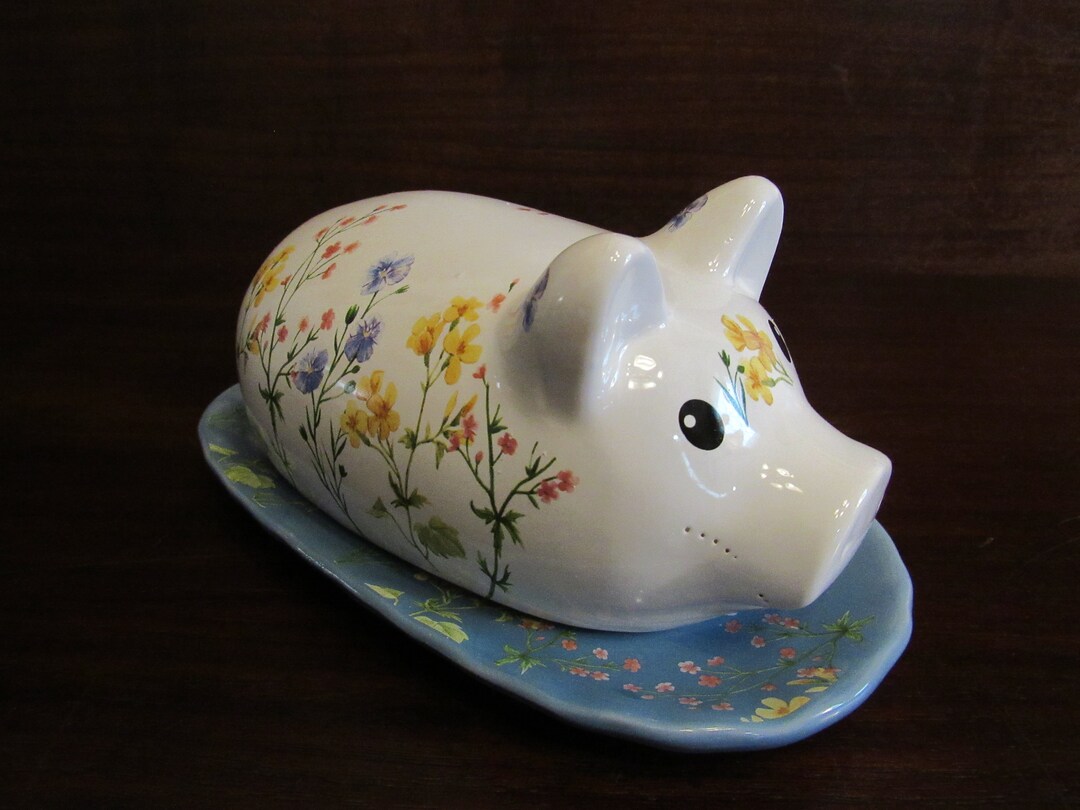 Urban Market by Gibson Life on the Farm, Floral Pig Covered Butter Dish ...
