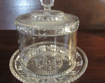 EAPG Doyle and Company Triple Triangle Ruby Stain Covered Butter Dish ...