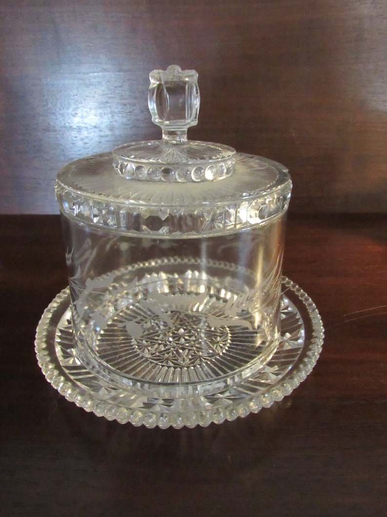EAPG Pressed Flint Glass Beaded Stars and Buttons Etched - Etsy