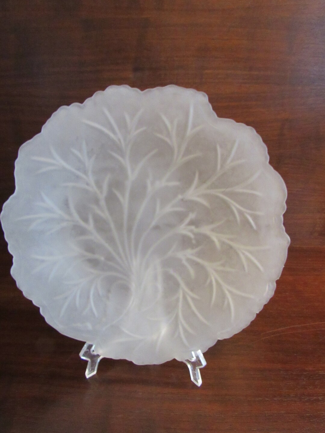 Indiana Glass Frosted Pebble Leaf Tree of Life Dinner Plate, Serving ...