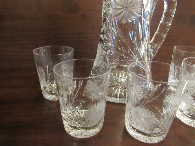 Gundy-clapperton Crystal Cut Pitcher and 5 Matching Flat - Etsy