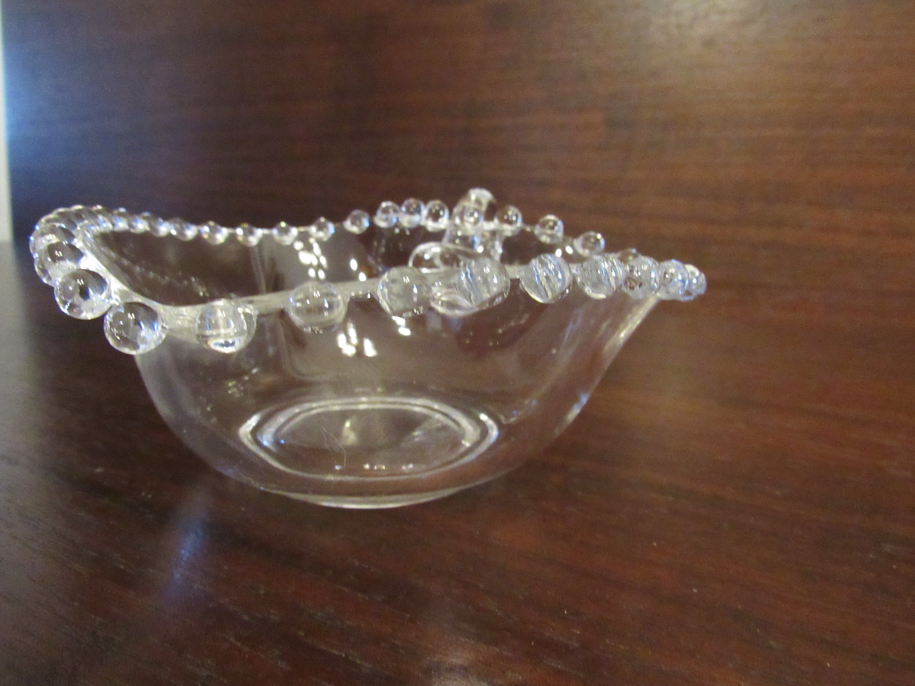 Beaded Edge Glass Candy Dish With Handle, Boopie Glass, Candlewick ...