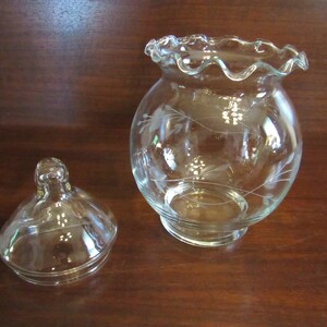 Crimped Lip Candy Dish With Lid, Heritage by Princess House, Etched ...