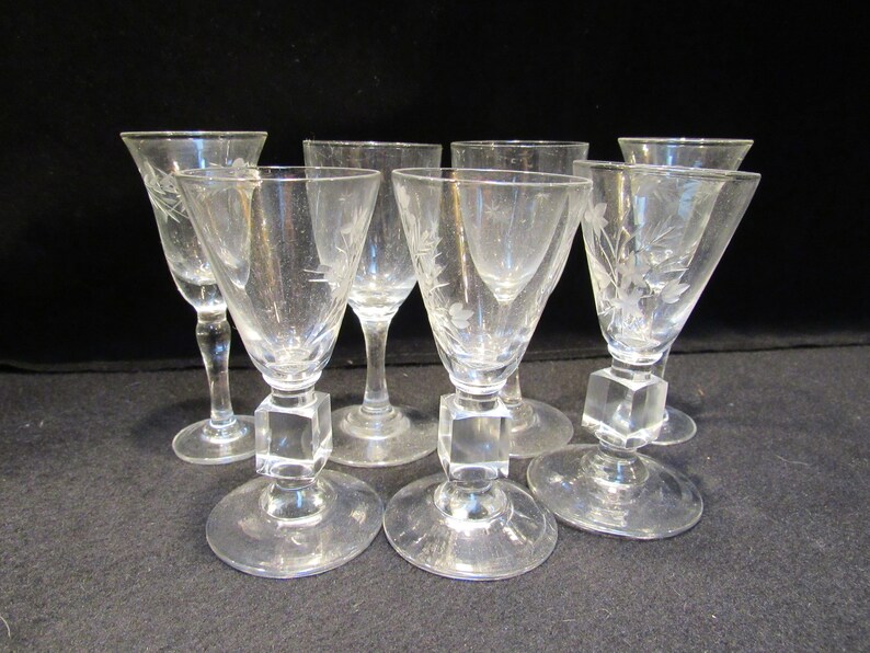 Tall Shot Glasses Stemmed Shot Glasses. Etched Crystal Tall | Etsy