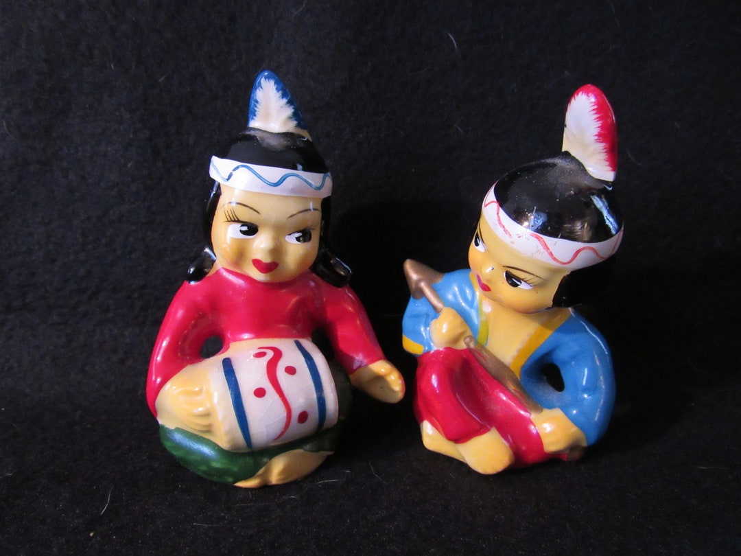 Indigenous Native American, Indian Couple Salt and Pepper Shakers, Made ...