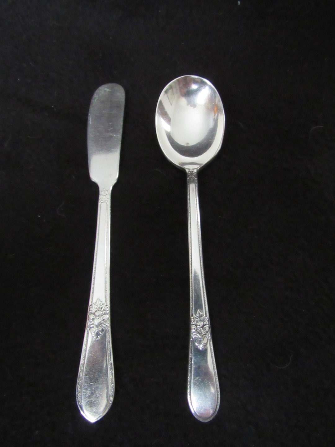 Individual Butter Spreader and Sugar Spoon, Adoration Silverplate 1939 ...