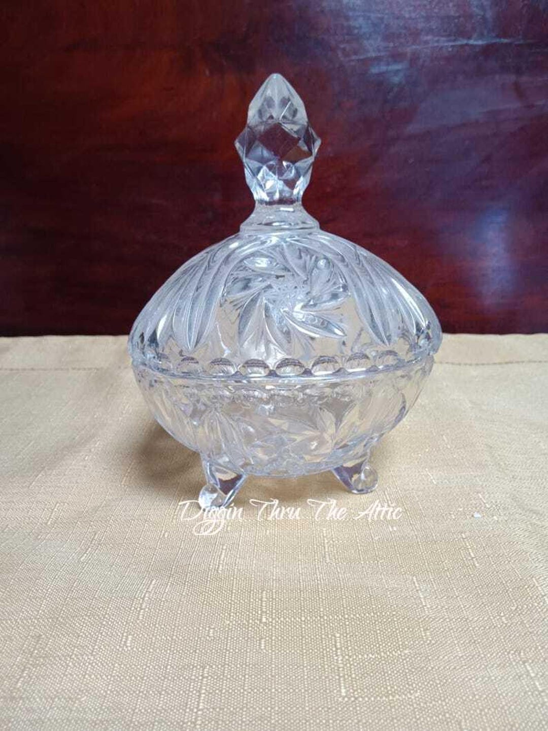 Lead Crystal Pinwheel Pattern, 3 Footed Triangle Shaped, Candy Dish ...