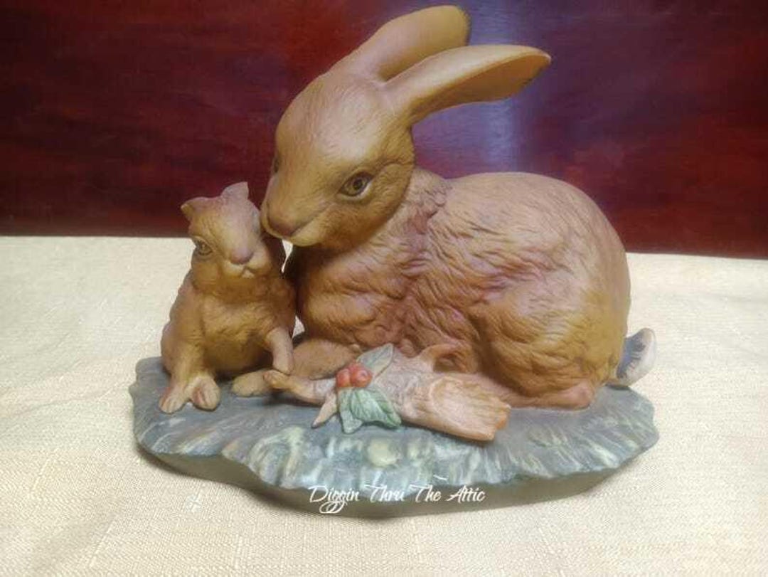 Mother and Baby Rabbit, Homco Masterpiece 1979, Bone China, Made in ...
