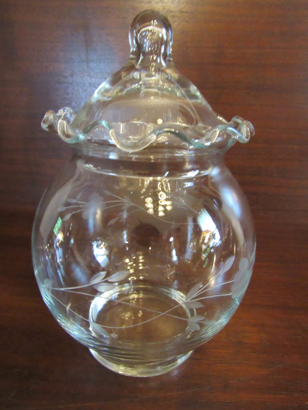 Crimped Lip Candy Dish With Lid, Heritage by Princess House, Etched ...