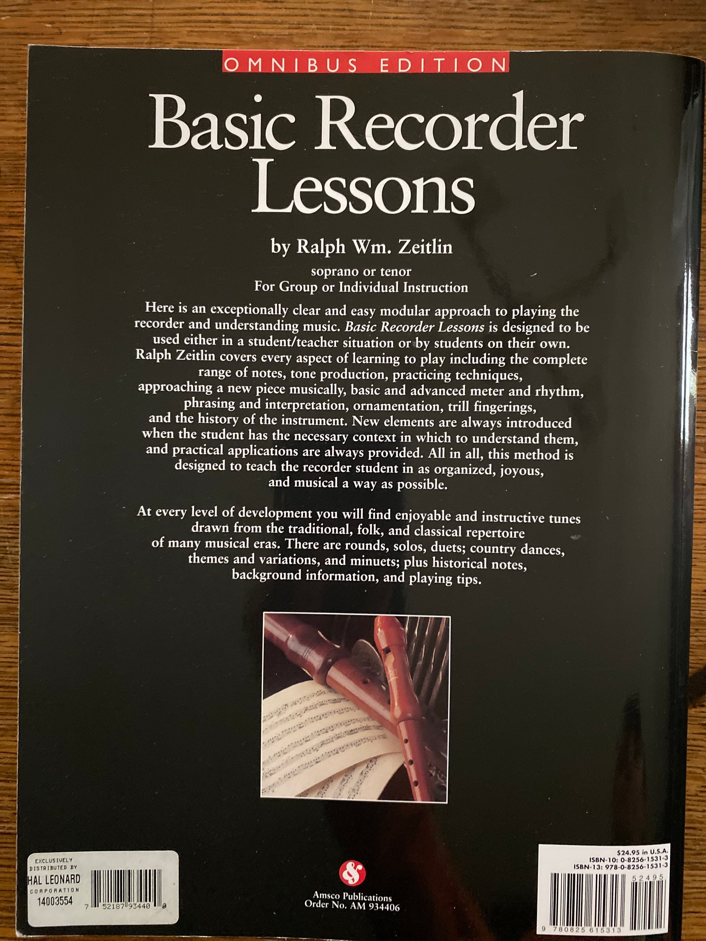 Basic Recorder Lessons by Ralph Wm. Zeitlin - Etsy