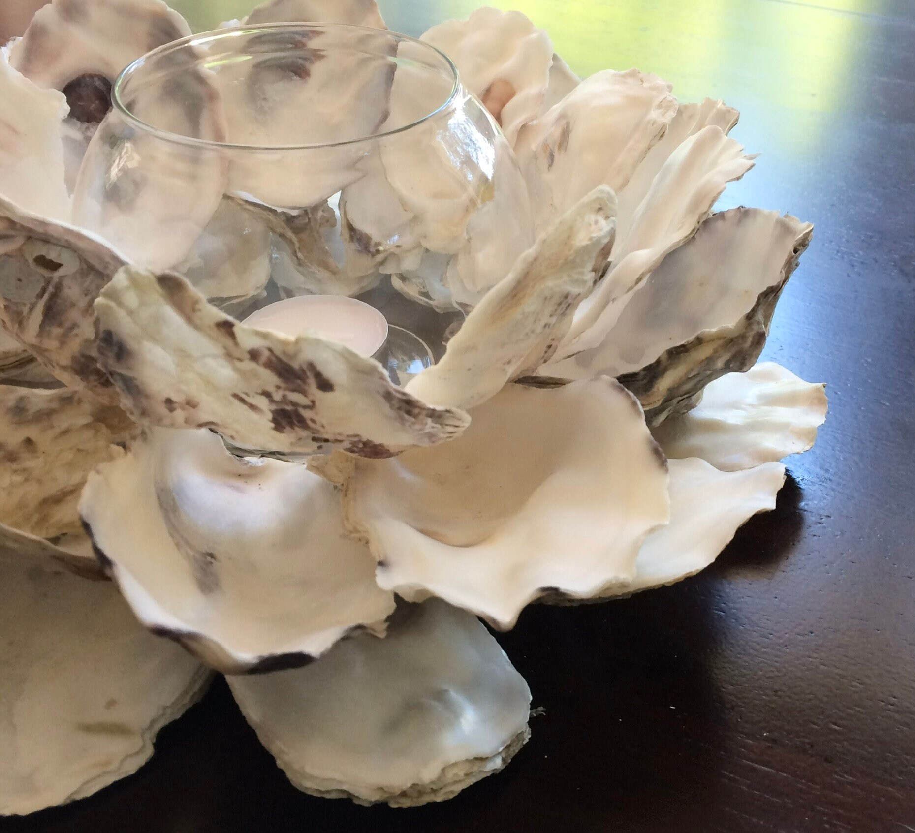Oyster Shell Candle Holder, Oyster Shell Centerpiece, Beach Wedding ...