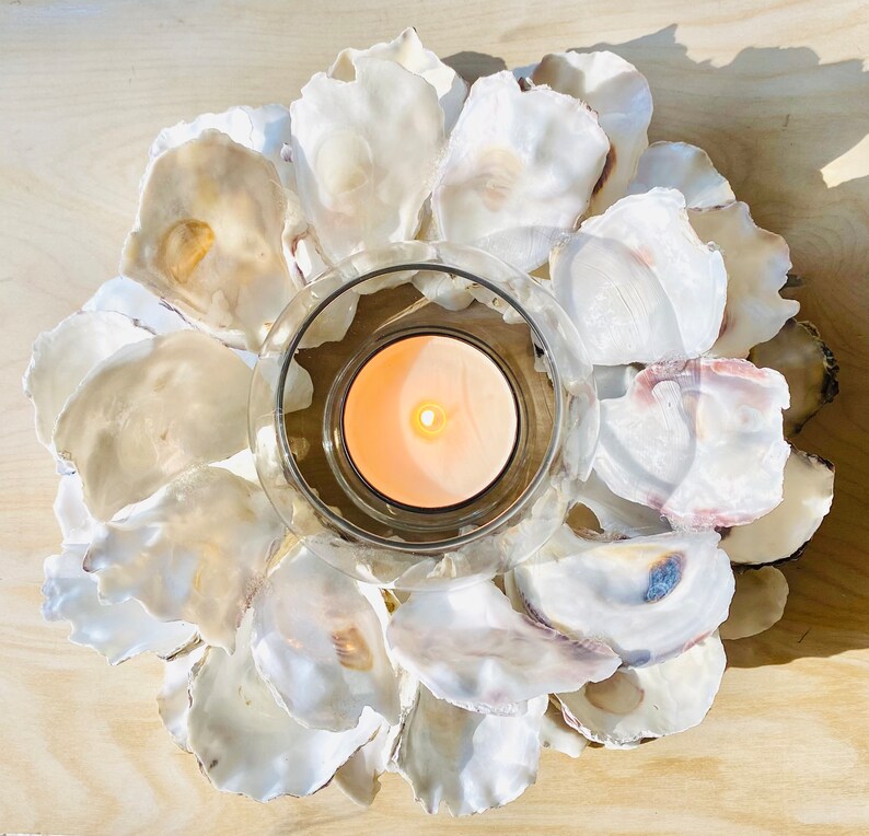 Oyster Shell Candle Holder, Oyster Shell Centerpiece, Beach Wedding ...