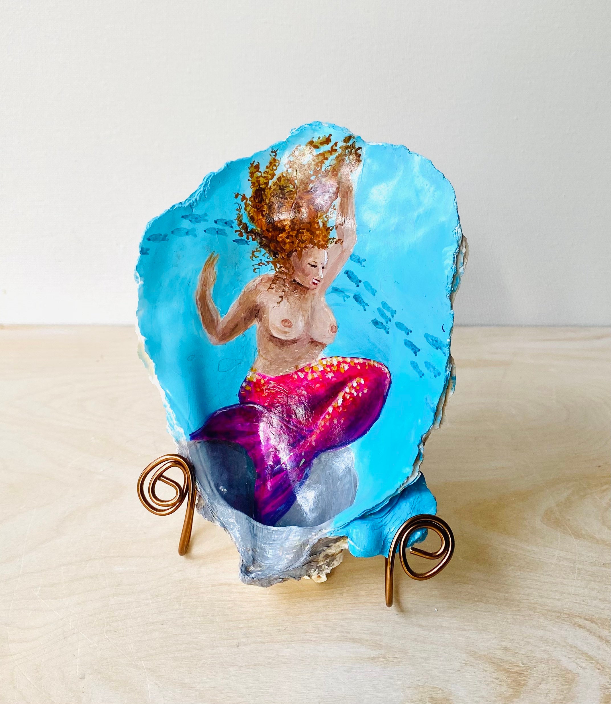 Mermaid Oyster Painting Large Oyster Shell Painting Mermaid - Etsy