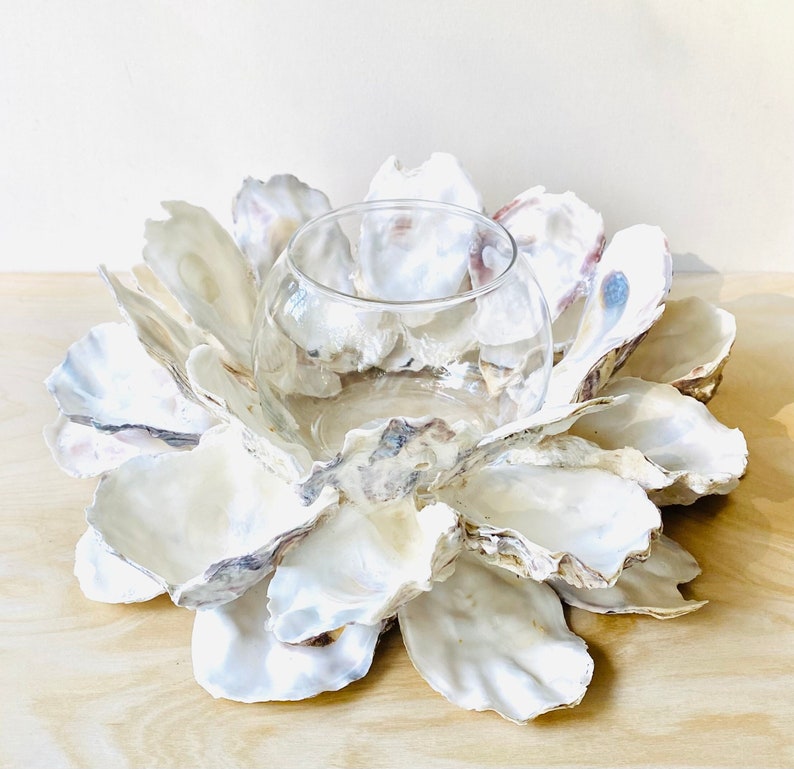 Oyster Shell Candle Holder, Oyster Shell Centerpiece, Beach Wedding ...