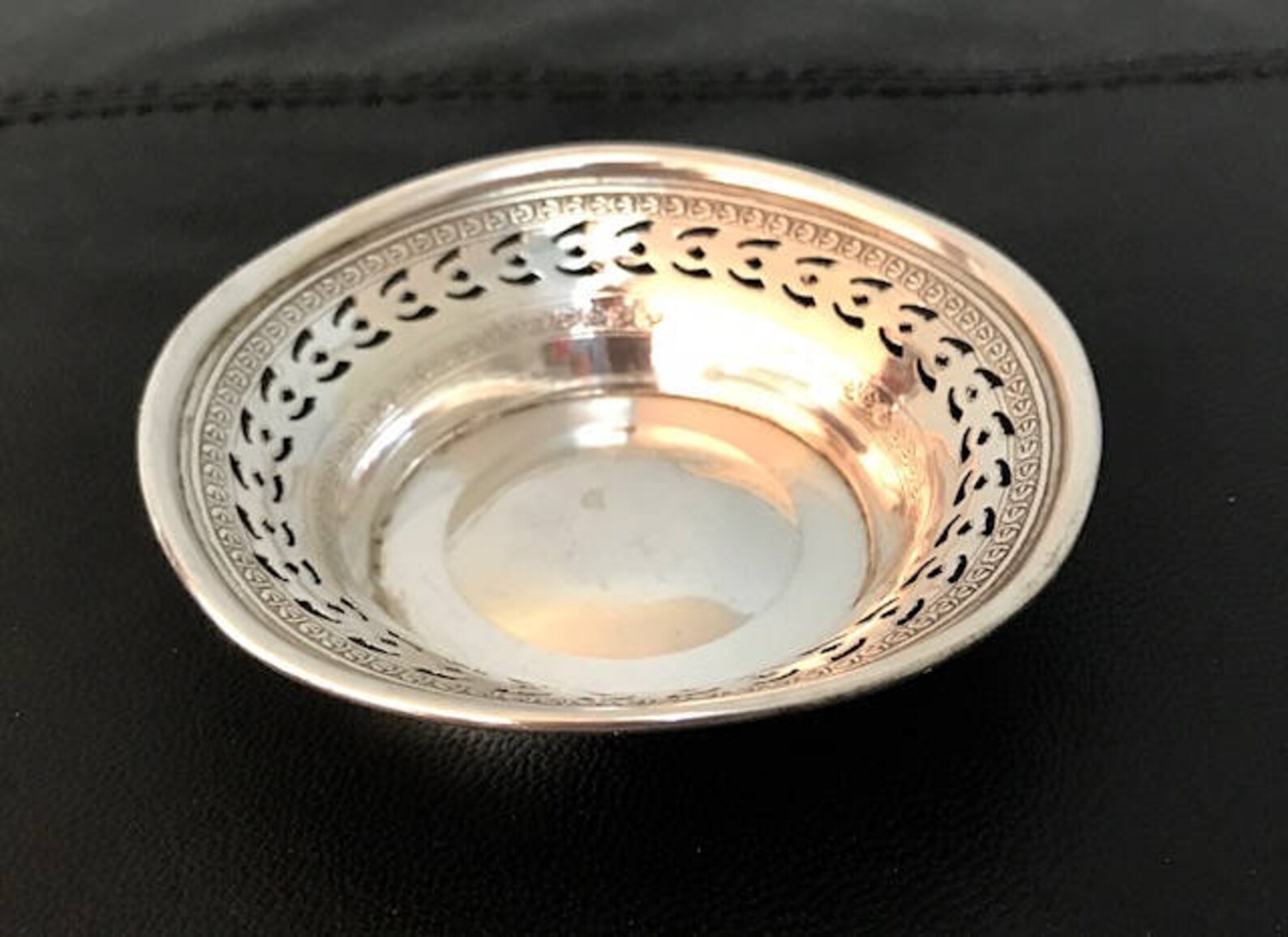 Set of 3 Pierced Design Sterling Silver Nut Cups With Reticulate Leaf ...