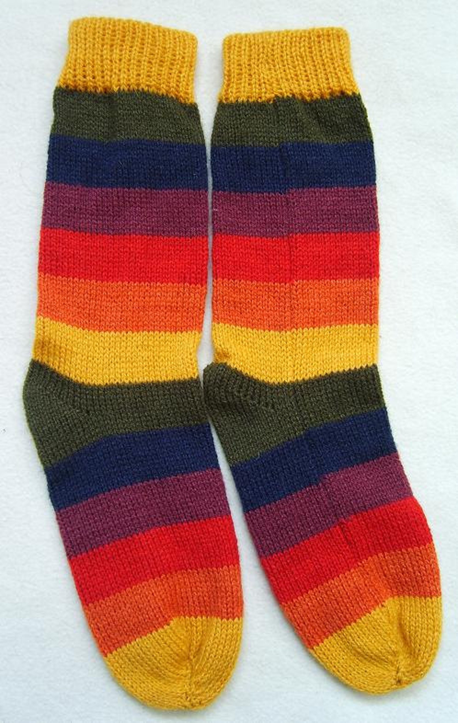 New, Alpaca Wool, Striped Multicolored Socks, Andean, Artisan Knitted ...