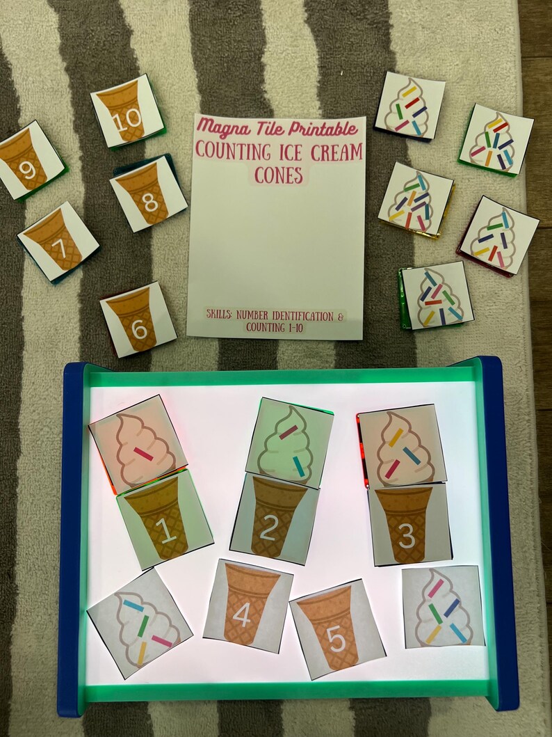 Counting Ice Cream Cones L Magna Tile L PDF L Printable - Etsy